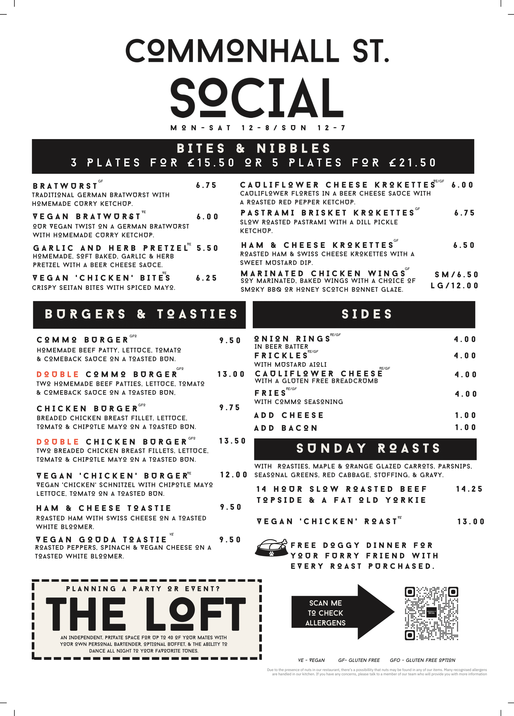 FOOD MENU - Commonhall Social